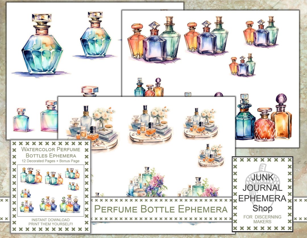 Watercolor Perfume Bottles Ephemera - Etsy