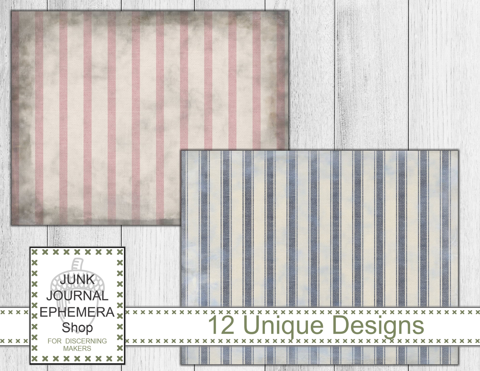 Mattress Ticking Printable Papers, Vintage Ephemera, Vintage Ticking ...