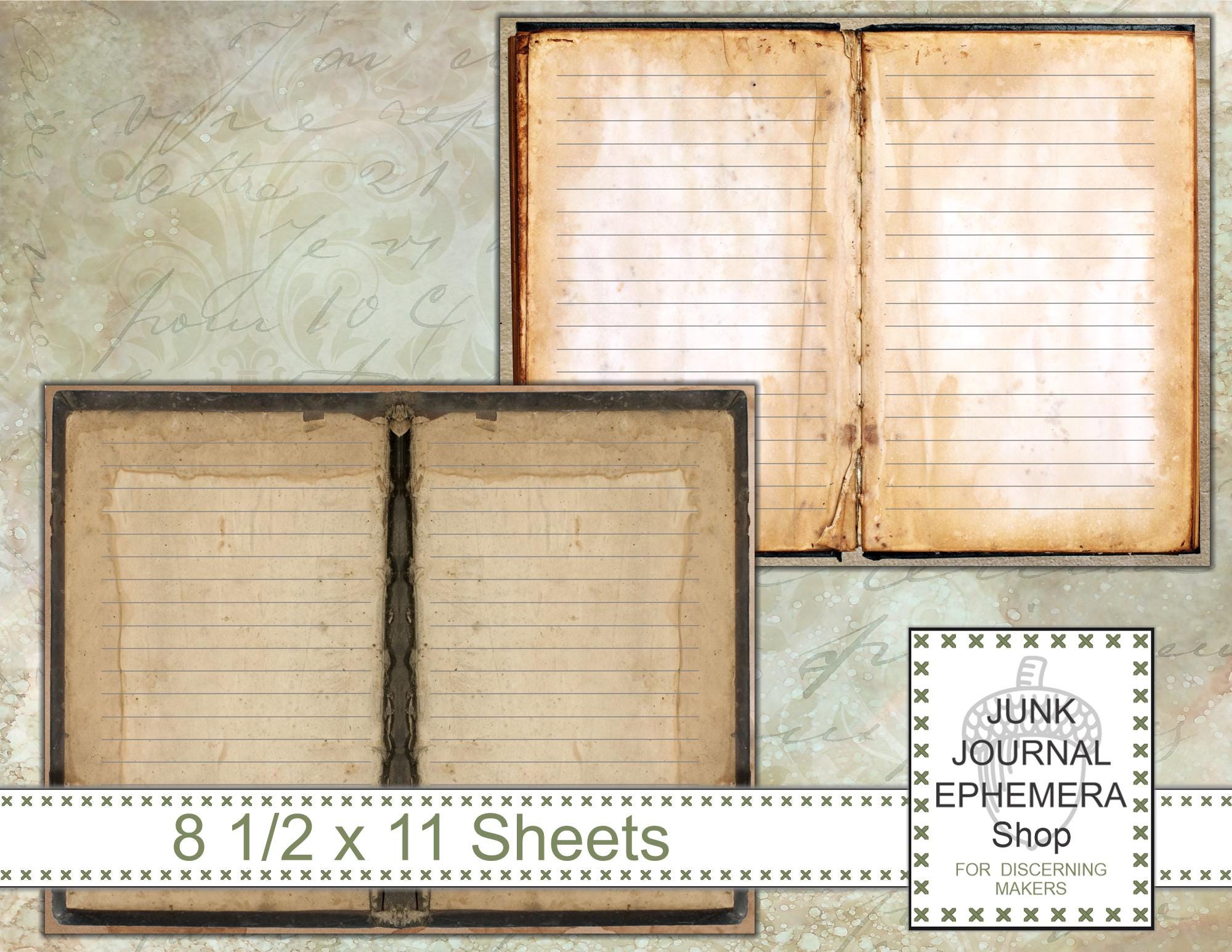 Blank Lined Vintage Journal Scrap Paper Pages - Etsy