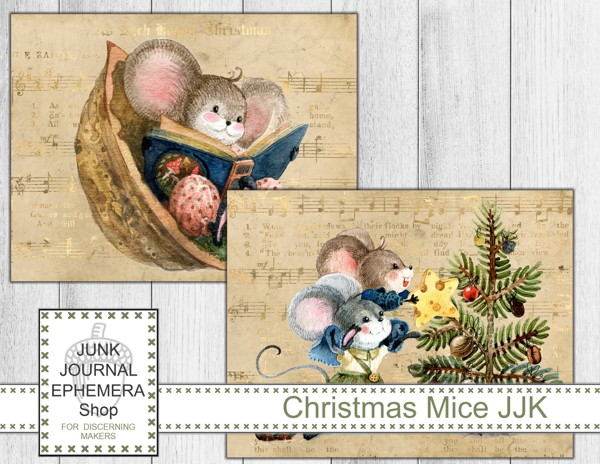 Christmas Mice Junk Journal Kit Christmas Gift Shabby Red - Etsy