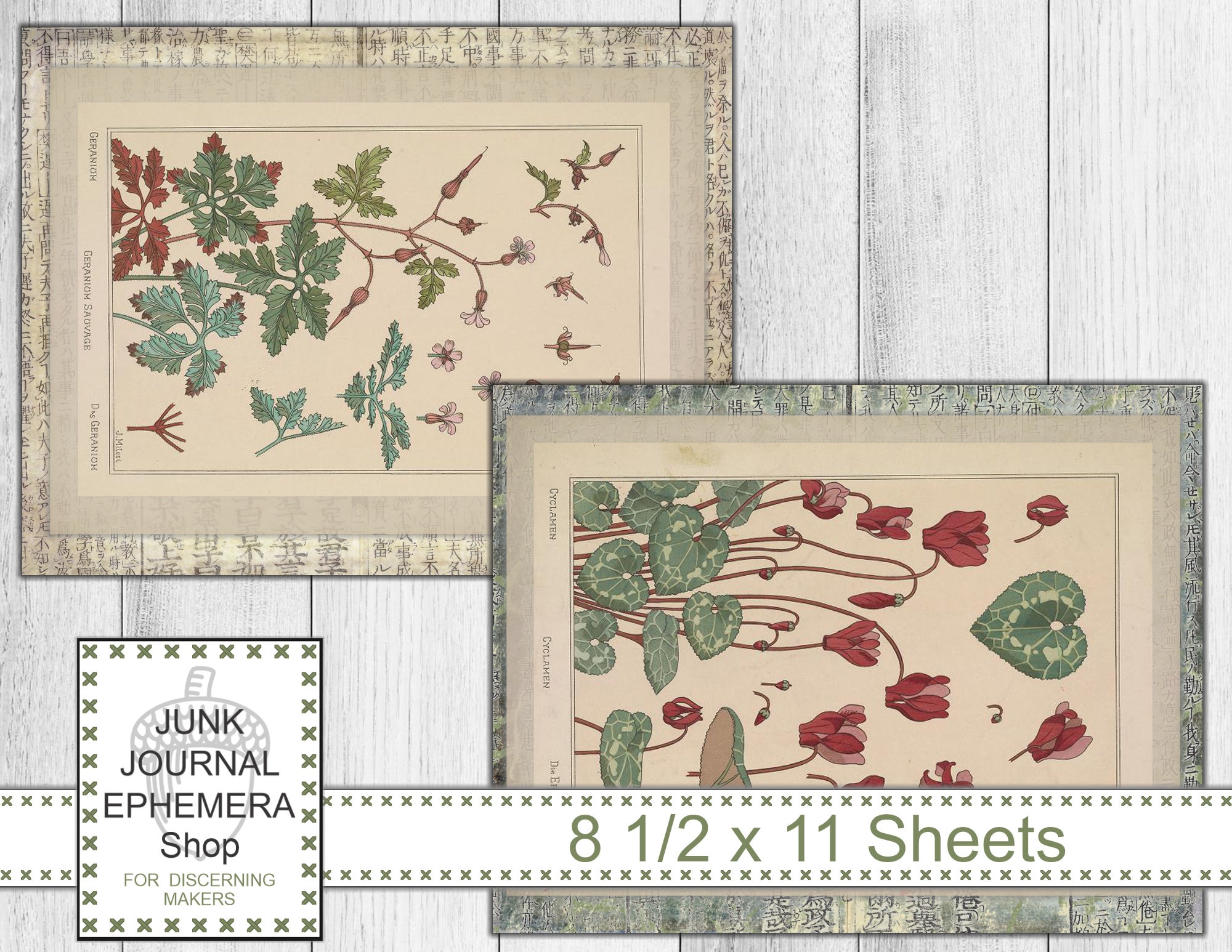 Art Nouveau Floral Printable Papers, Vintage Ephemera, Vintage Art Nouveau, Junk Journal ...