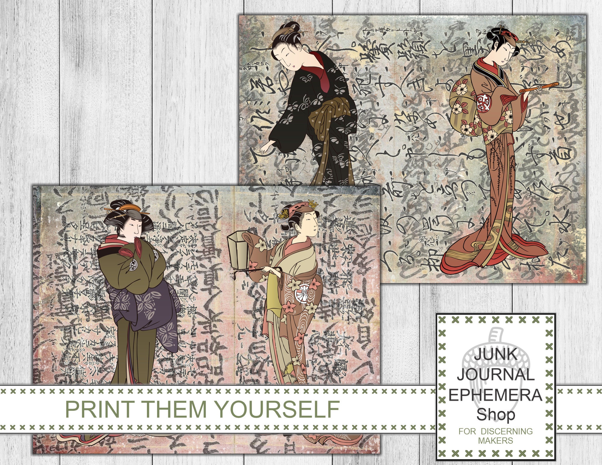 Asian Ephemera Geisha 2 Printable Pages, Japanese Ephemera, Chinese ...