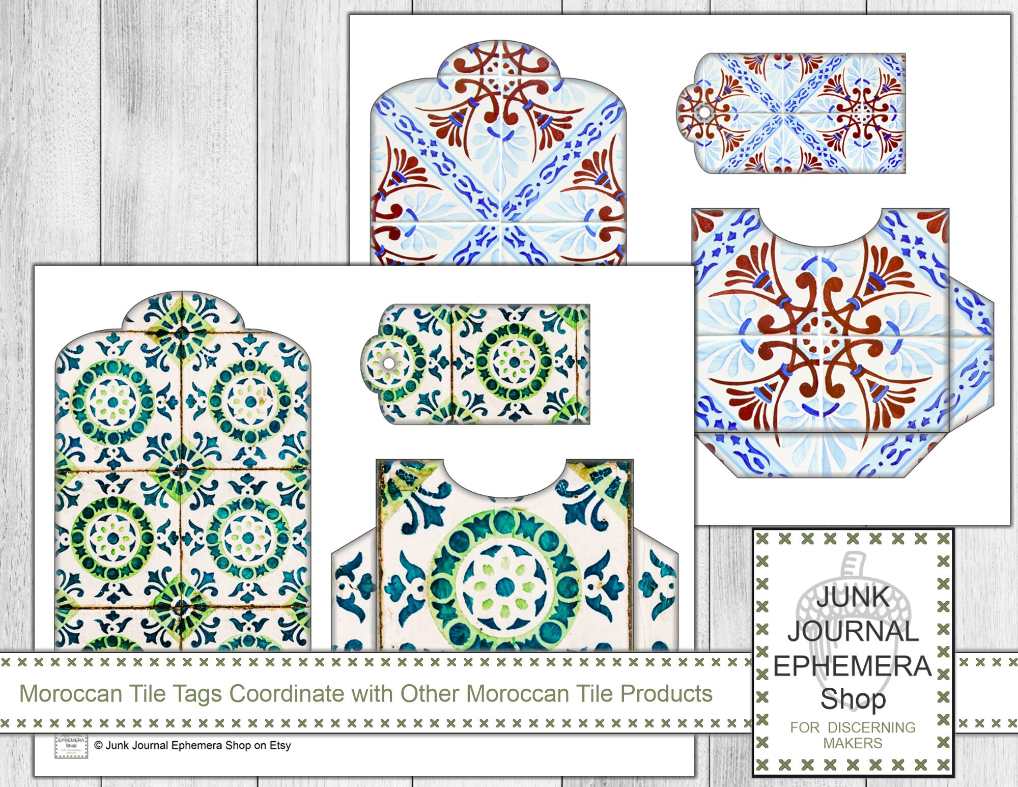 Vintage Tile Tags and Pockets, Vintage Ephemera, Moroccan Tile, Junk ...