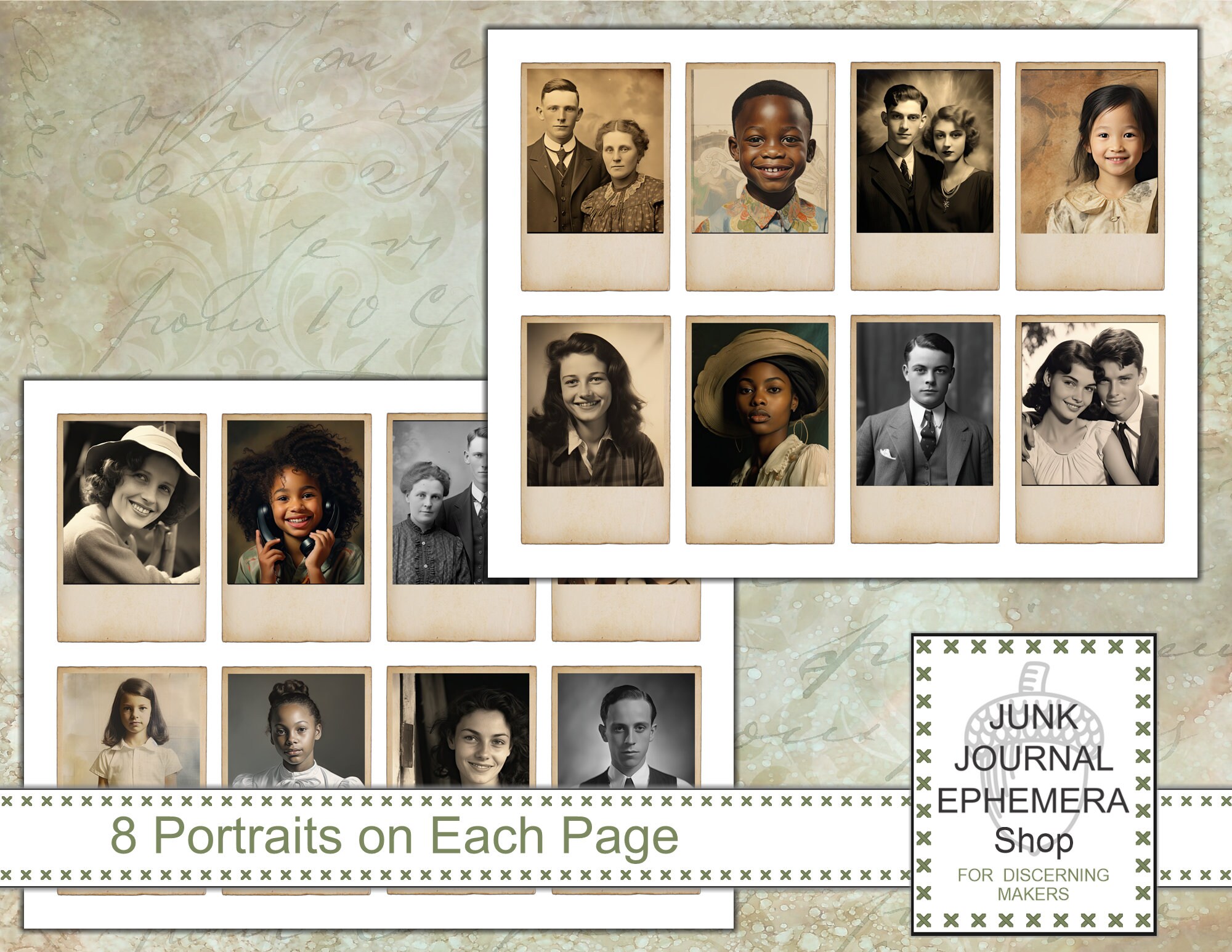 Photo Booth Portraits Vintage Ephemera (instant Download, PDF File, YOU ...