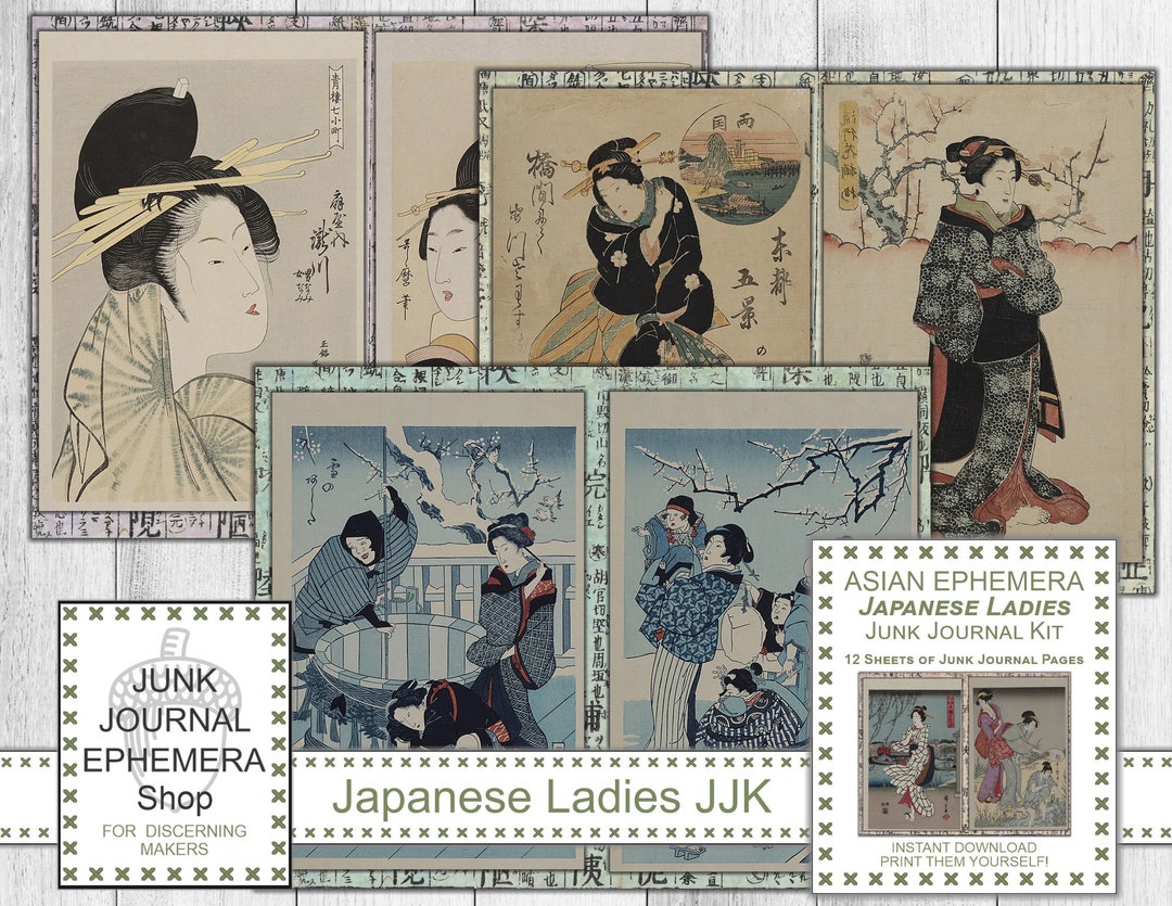 Asian Ephemera Japanese Ladies Junk Journal Kit, Japanese Ephemera ...