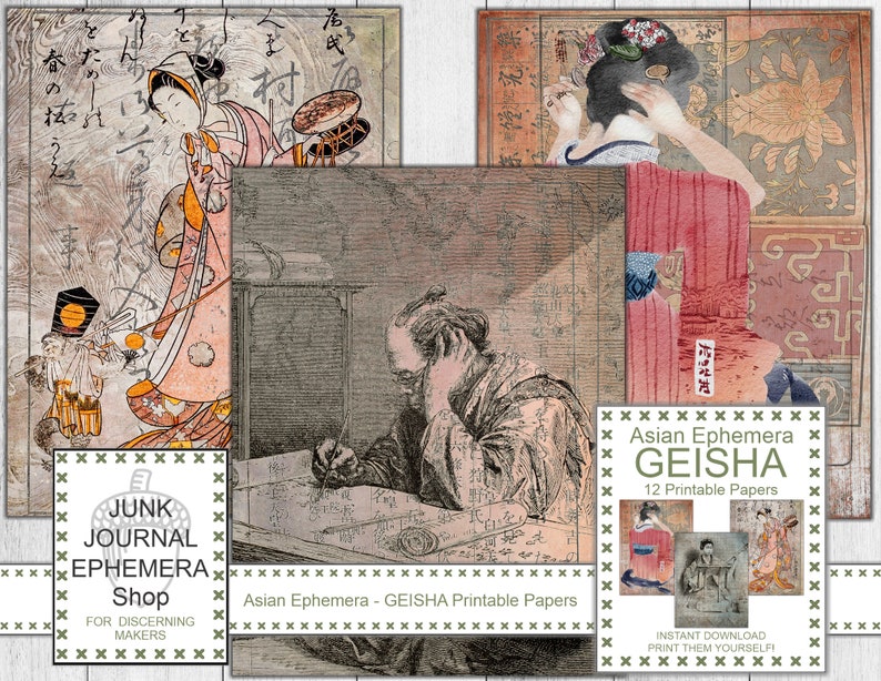 Asian Ephemera Geisha Printable Pages, Japanese Ephemera, Chinese ...