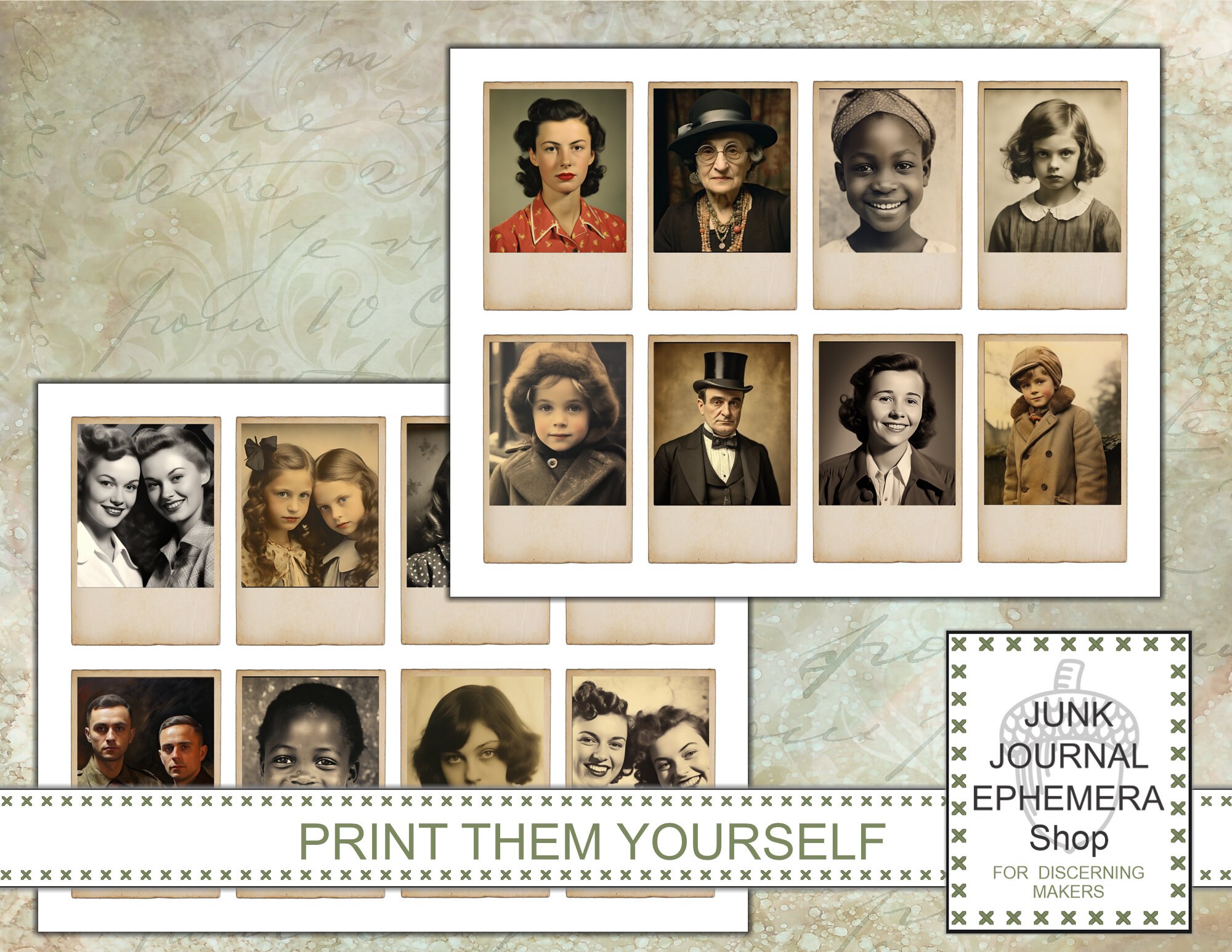 Photo Booth Portraits Vintage Ephemera instant Download, PDF File, YOU ...
