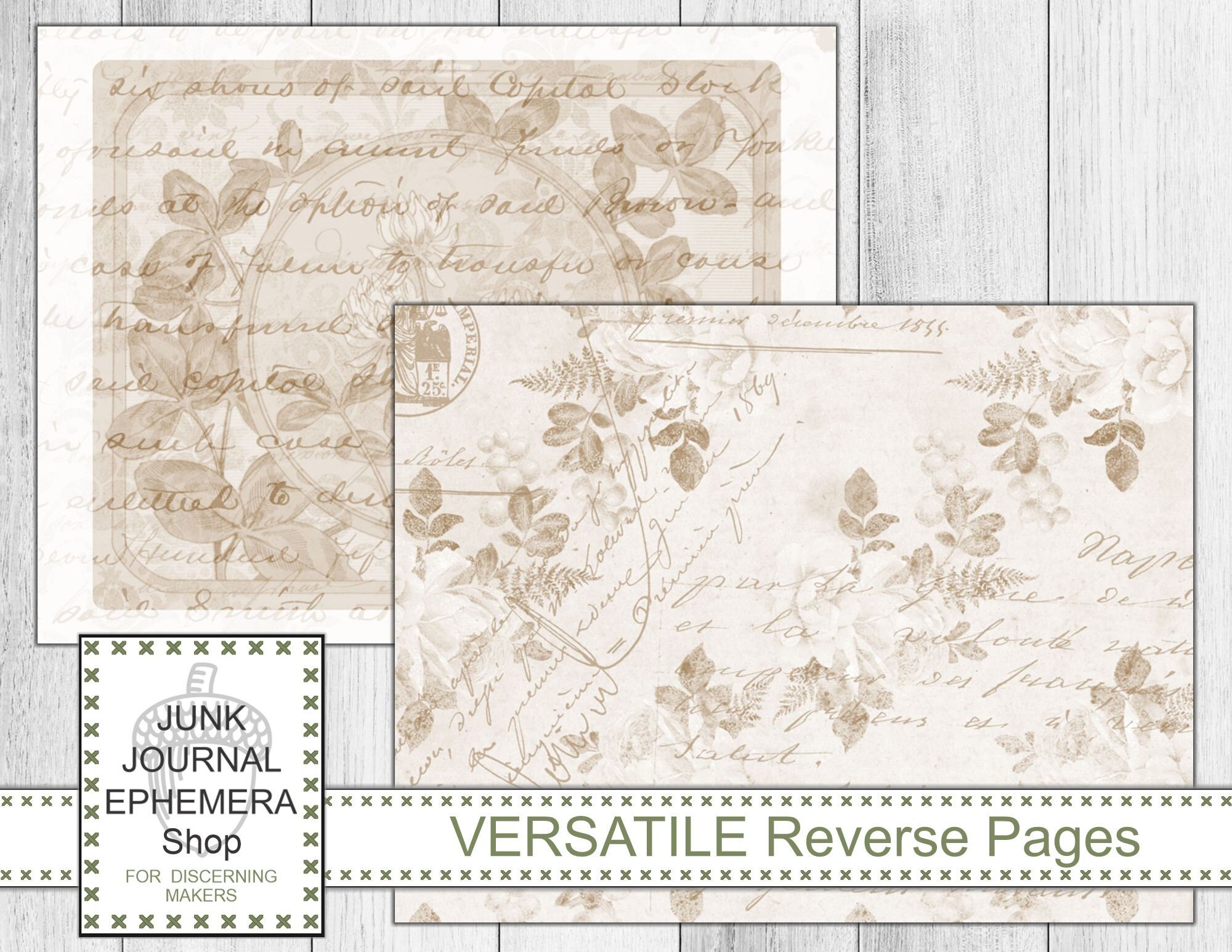 Shabby Tan Printable Paper, Tan Collage, Collage Reverse Page, Shabby ...