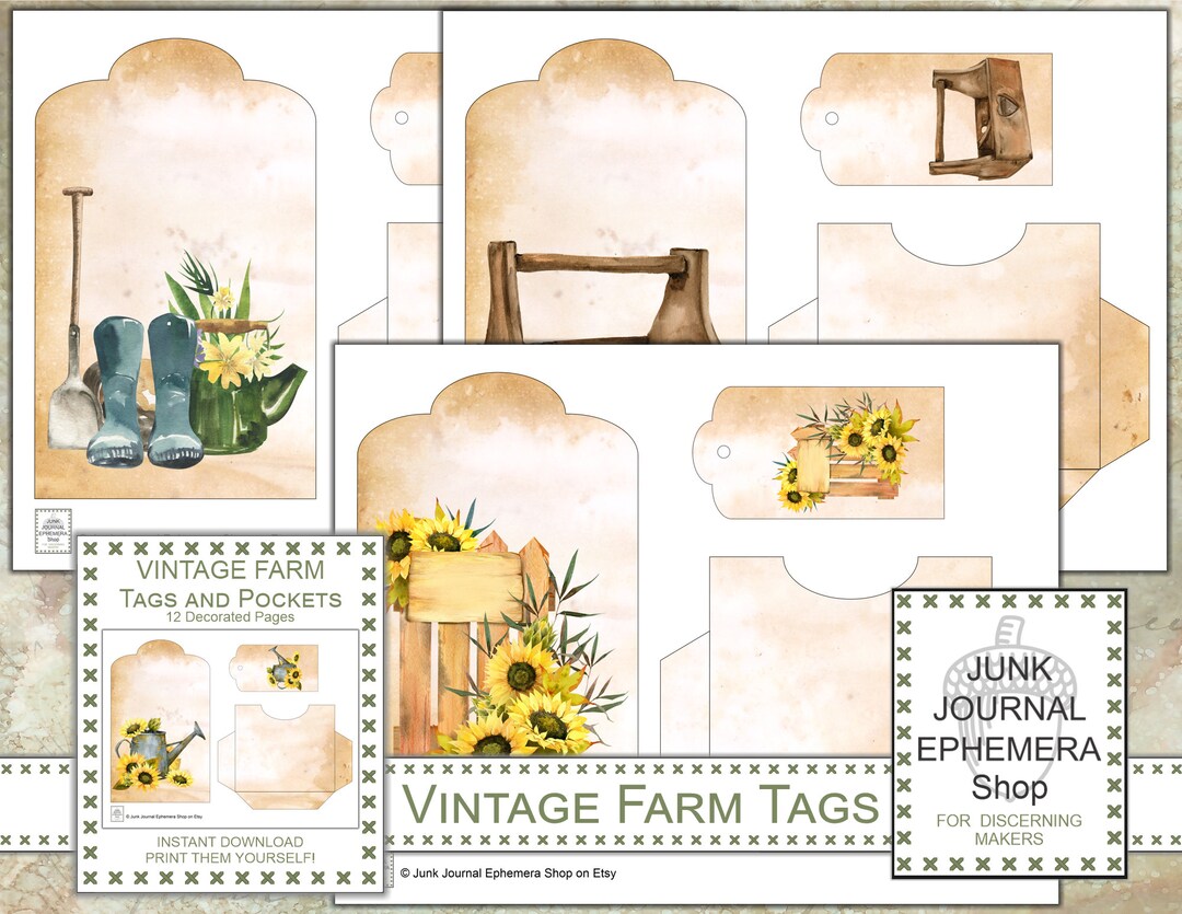 Vintage Farm Tags and Pockets - Etsy