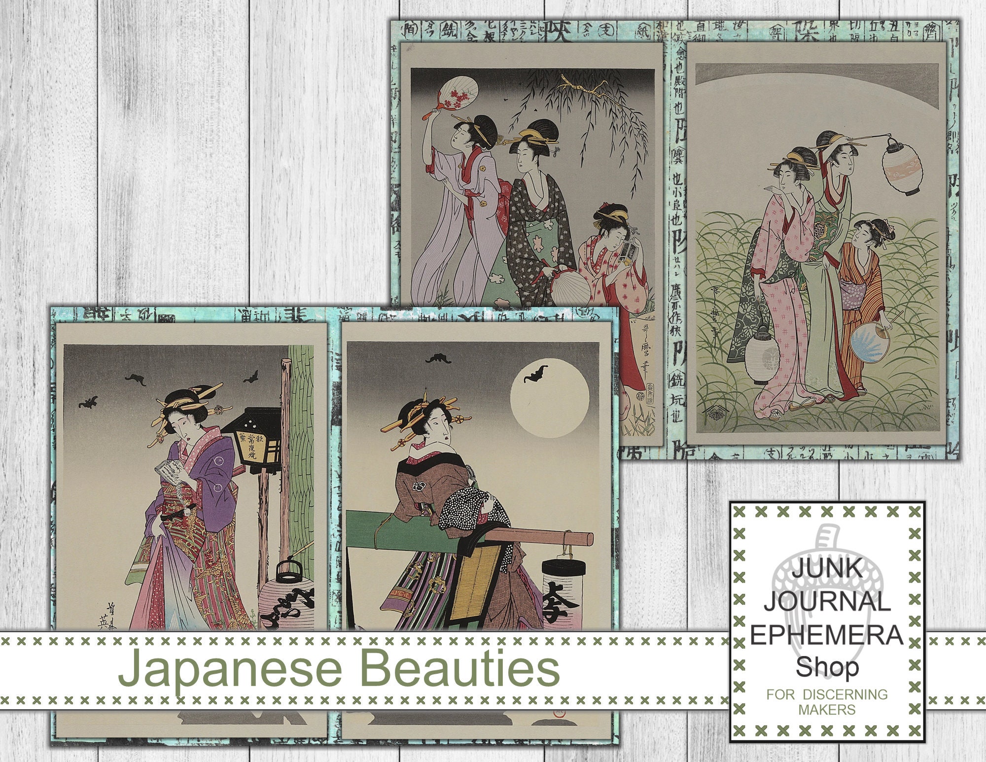 Asian Ephemera Japanese Ladies Junk Journal Kit, Japanese Ephemera ...