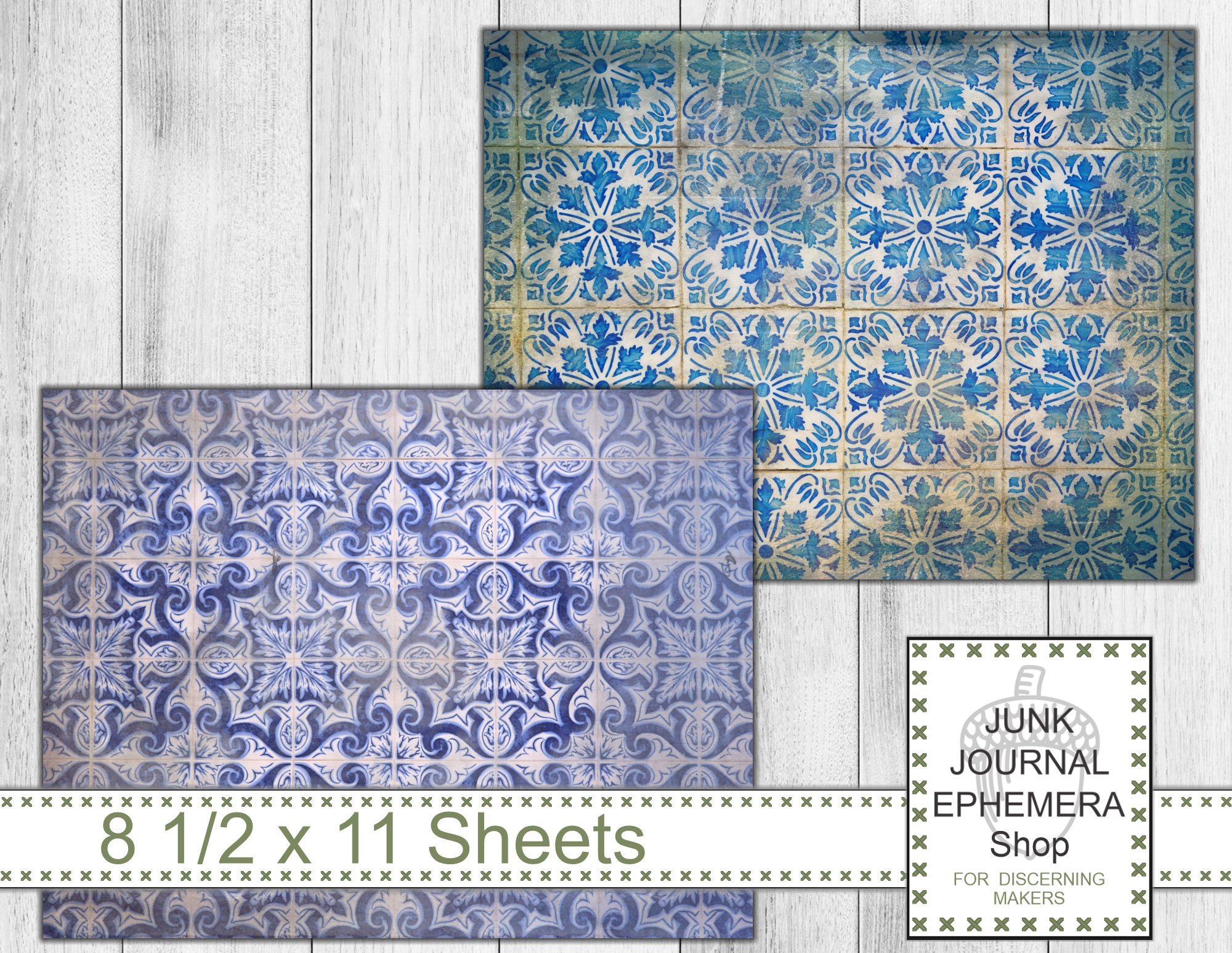 Vintage Tile Printable Papers, Vintage Ephemera, Moroccan Tile, Junk ...