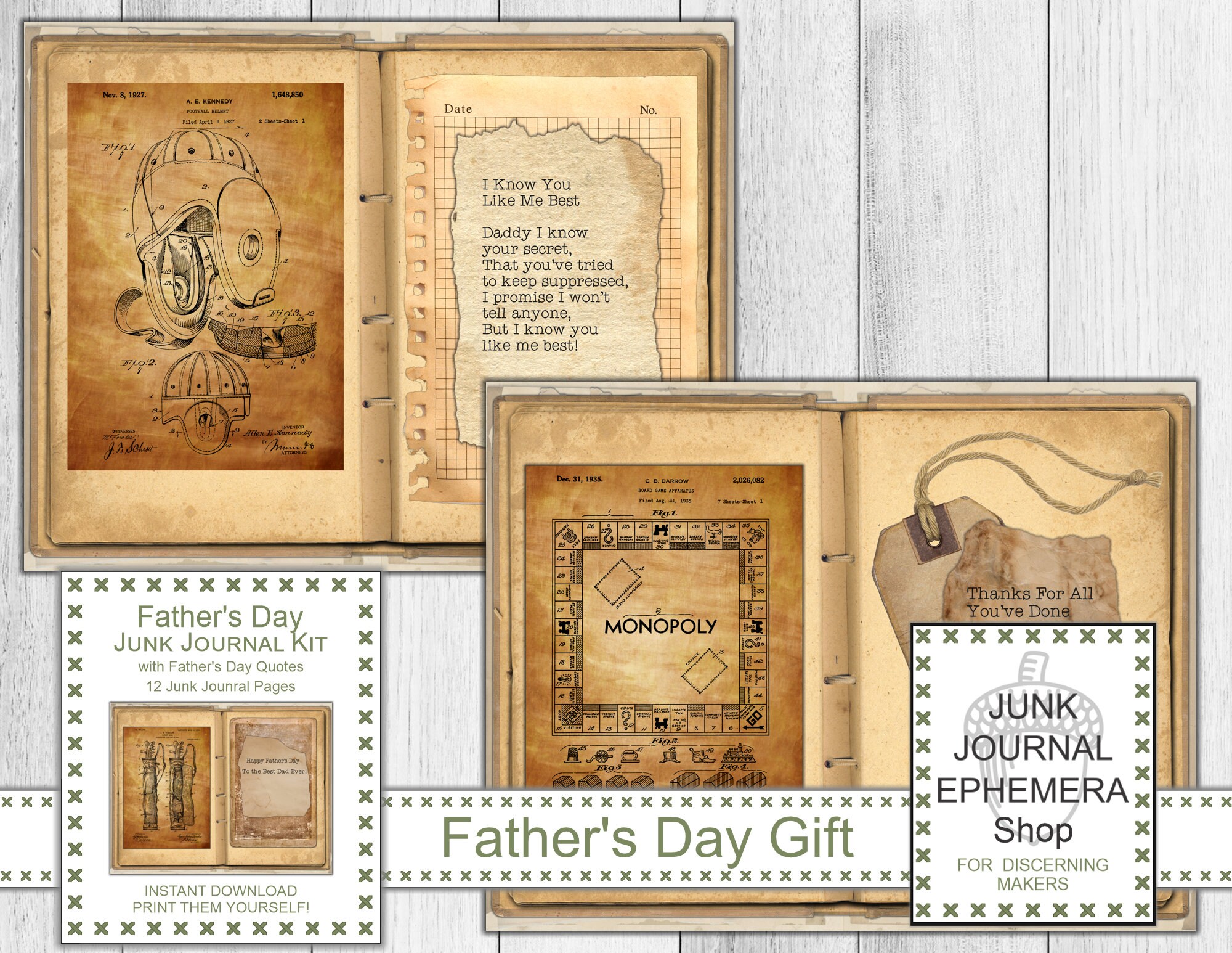 Father’s Day Quotes Junk Journal Kit, Dad Gift, Father’s Day Gift, Gift ...