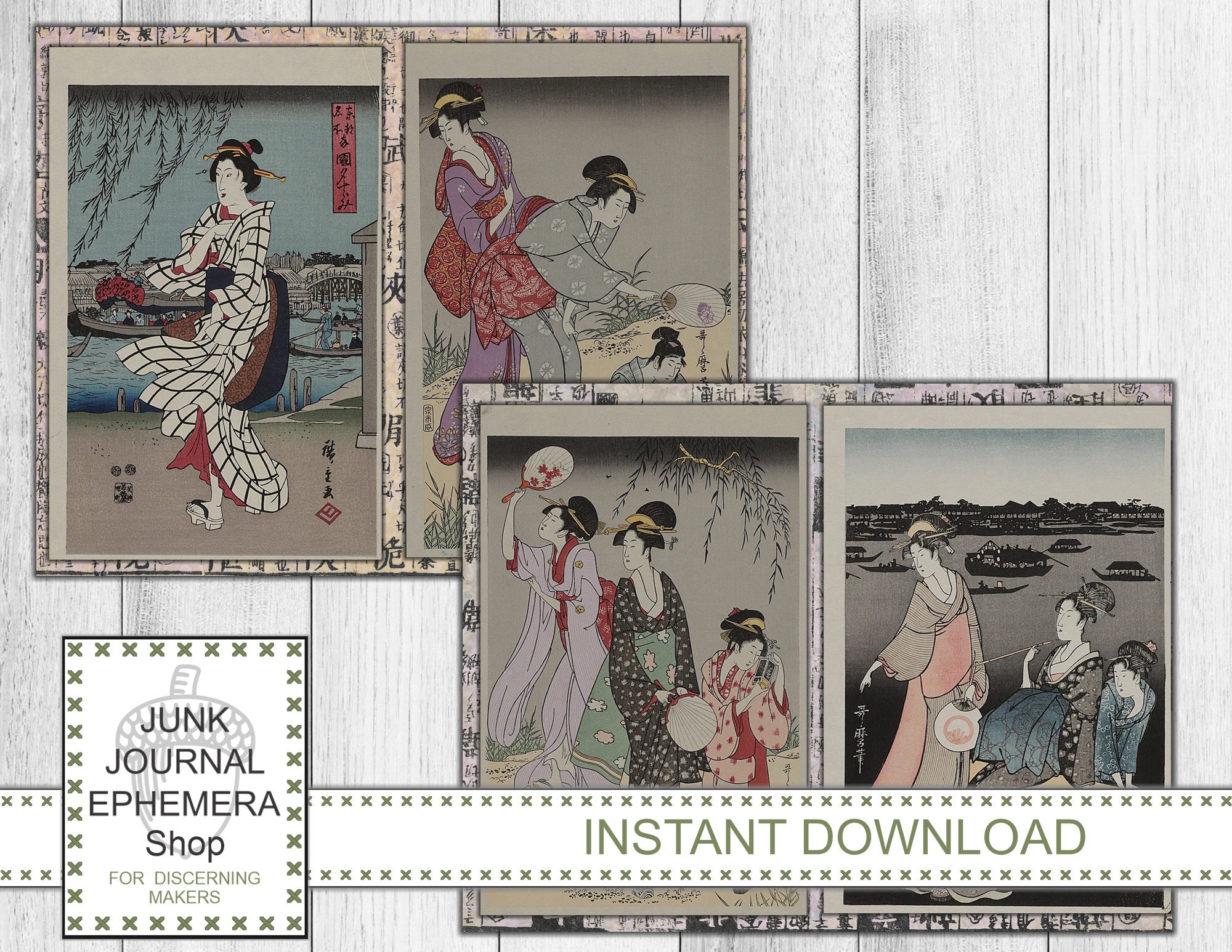 Asian Ephemera Japanese Ladies Junk Journal Kit, Japanese Ephemera ...