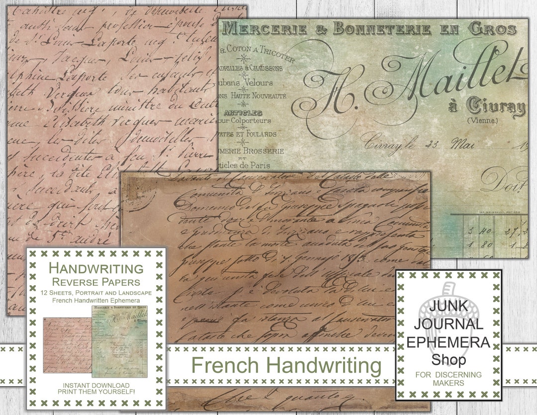 French Handwriting Reverse Page Printable Papers - Etsy