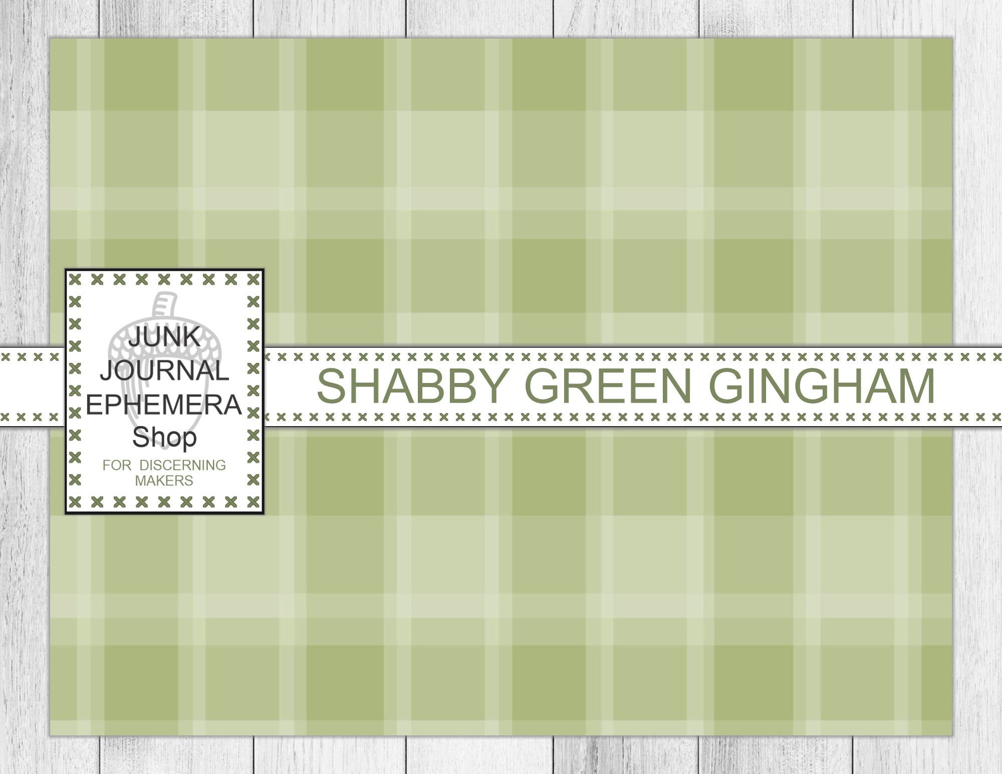 Shabby Green Gingham Paper, Background, Junk Journal Pages, Shabby ...