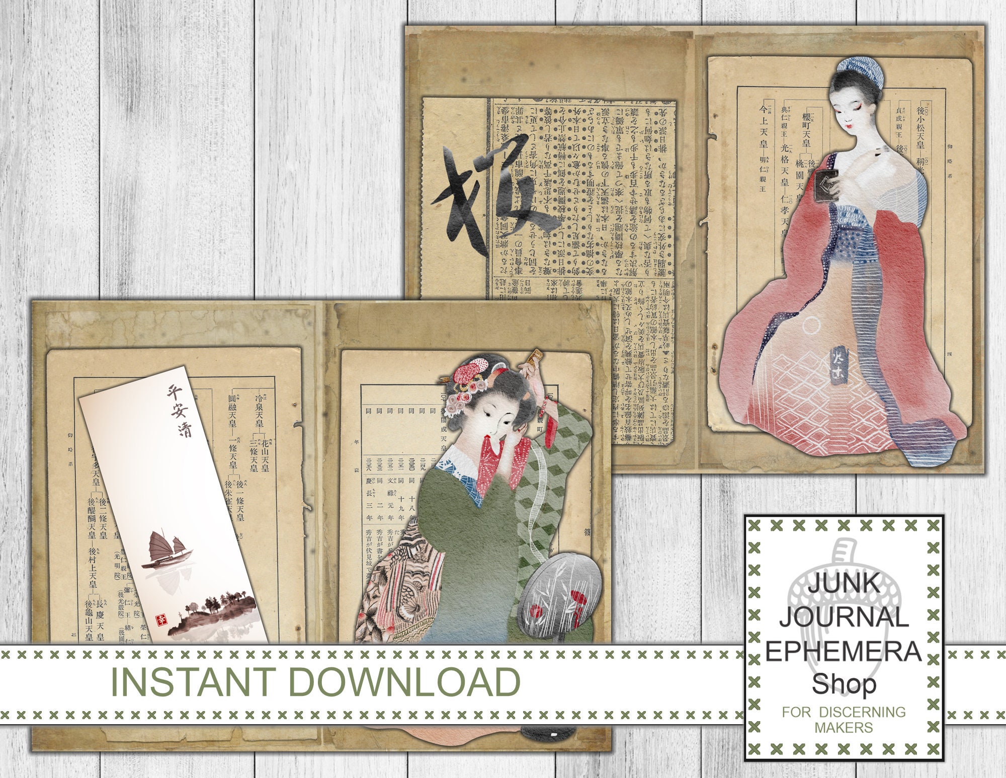 Japanese Ephemera Embellished Pages Junk Journal Kit - Etsy