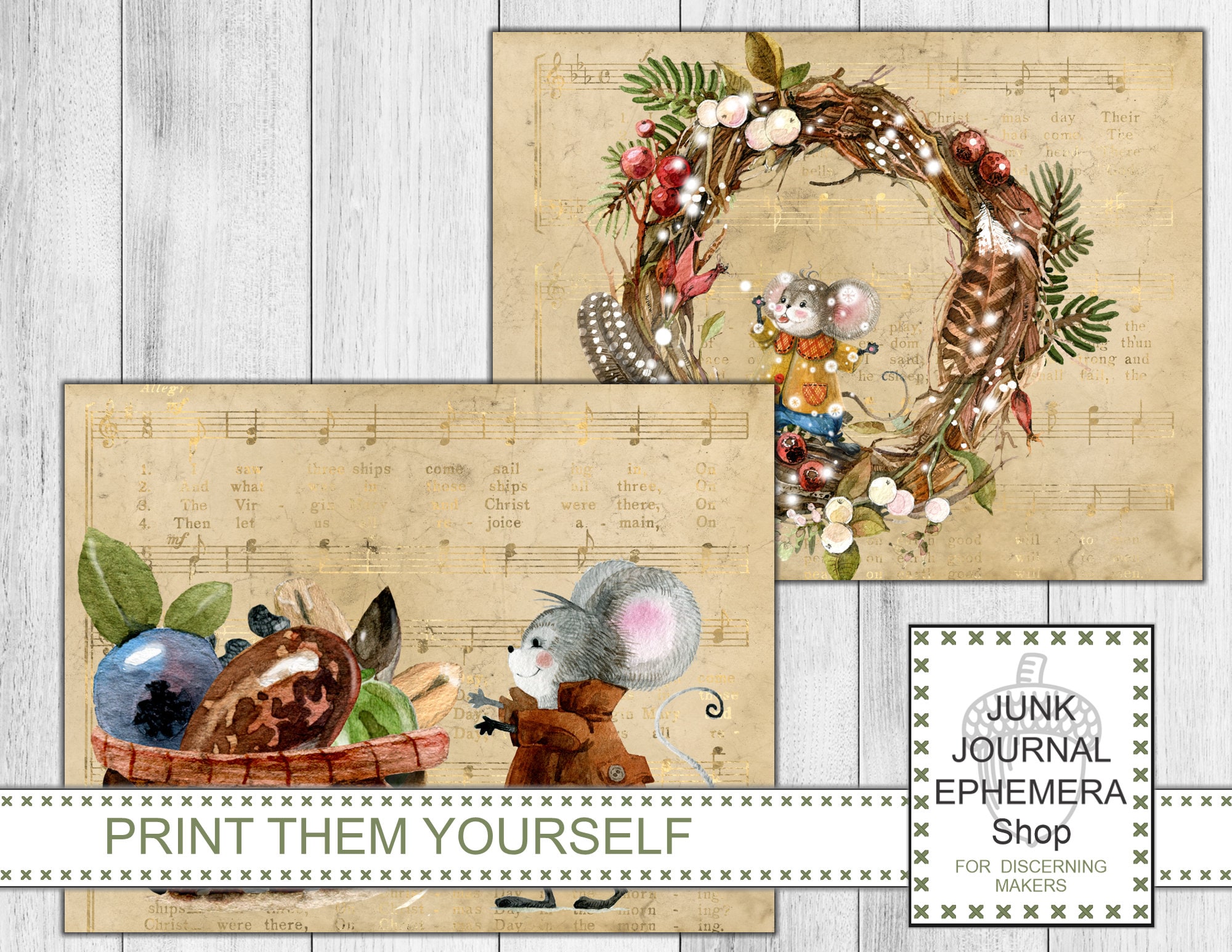 Christmas Mice Junk Journal Kit Christmas Gift Shabby Red - Etsy