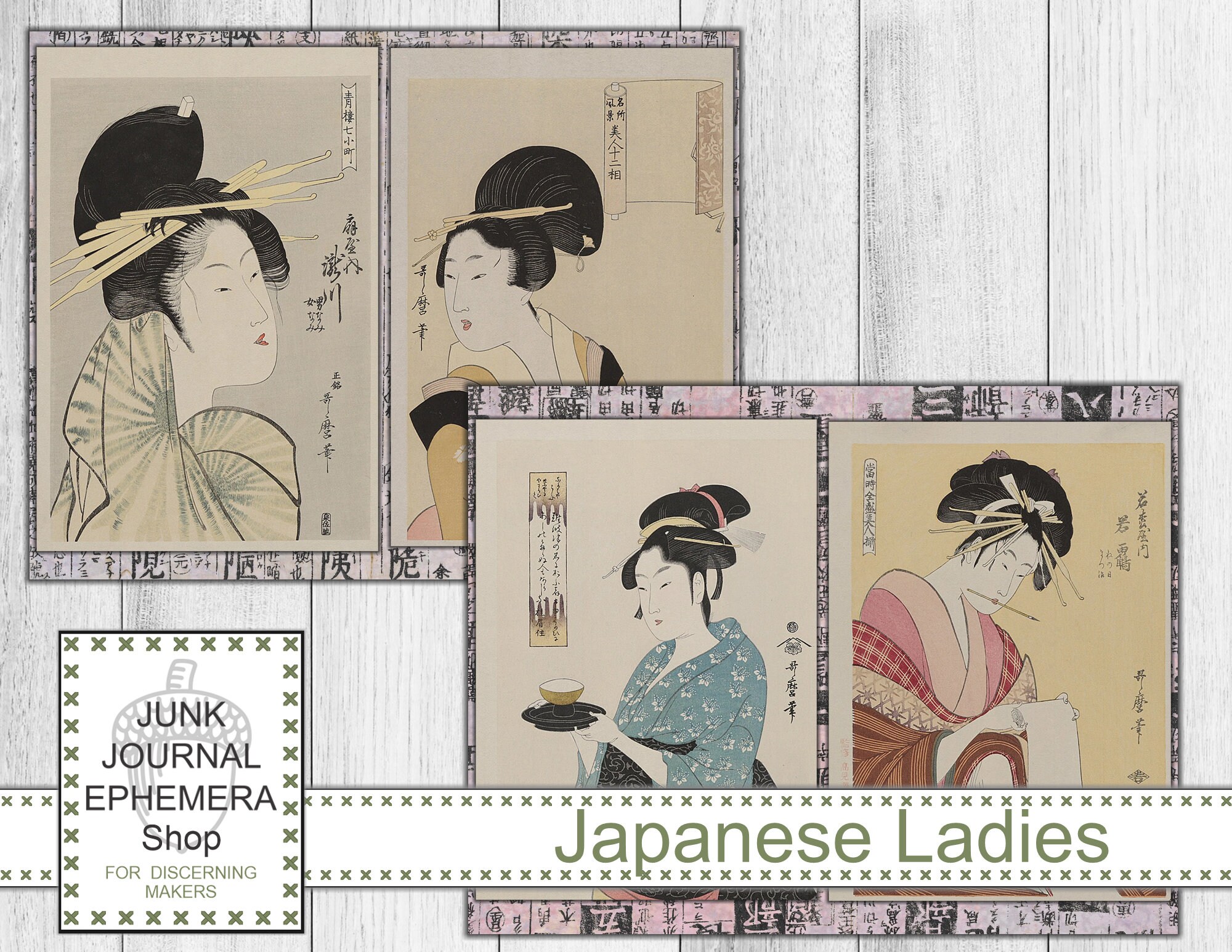 Asian Ephemera Japanese Ladies Junk Journal Kit, Japanese Ephemera ...