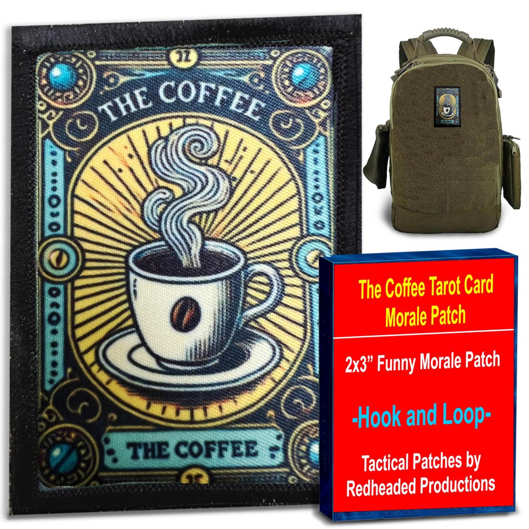 The Coffee Tarot Card Morale Patch- Hook and Loop Custom Patch 2x3 ...
