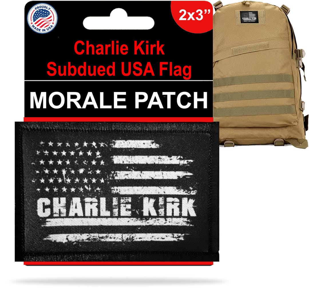 Charlie Kirk Morale Patch | Subued USA Flag Patch | Patriotic Hook and ...