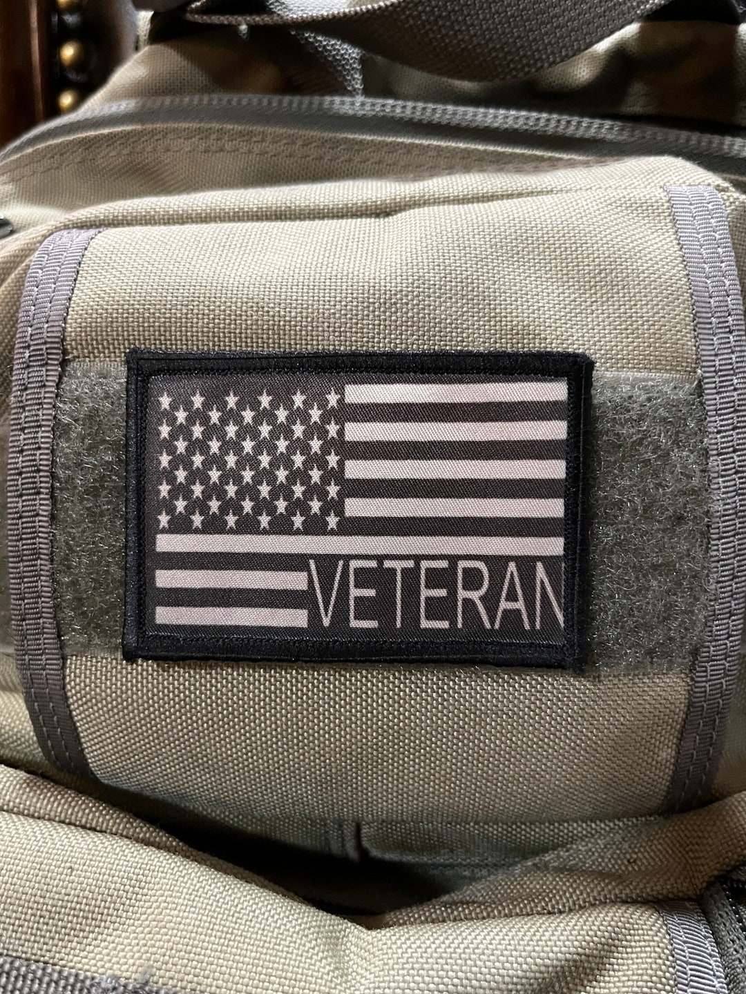 USA Flag/veteran Subdued Morale Patch- Hook and Loop Custom Patch 2x3 ...