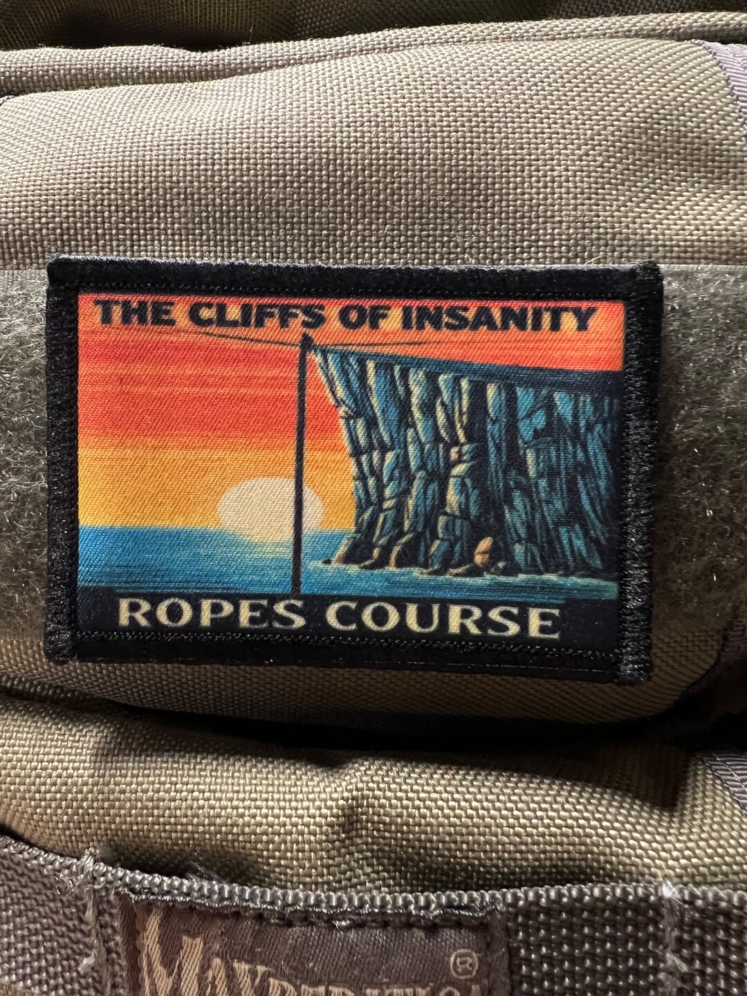Cliffs of Insanity Ropes Course Funny Morale Patch- Hook and Loop ...