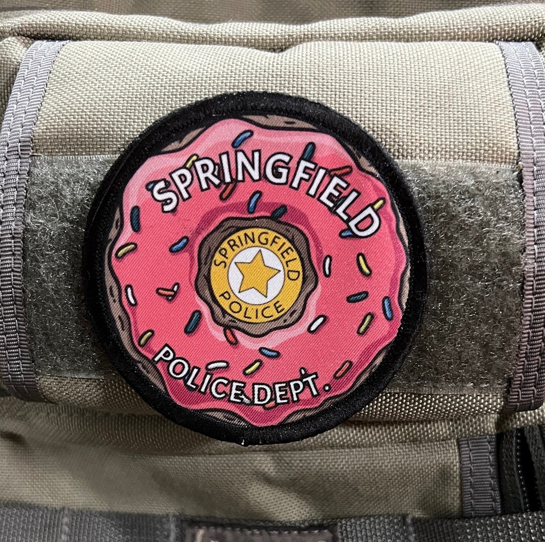 3" Springfield Police Dept. Donut Homer Wiggum Morale Patch- Hook and ...