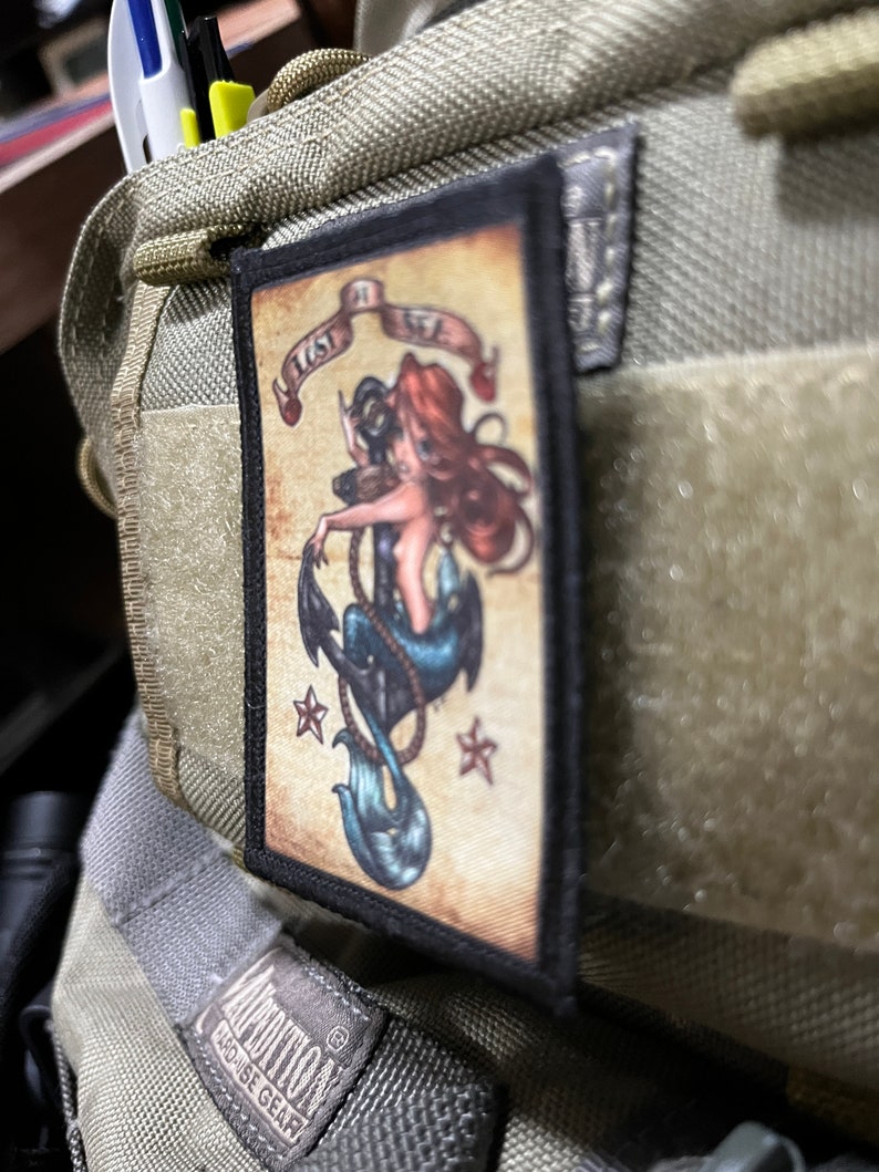 Lost at Sea Mermaid Tattoo Morale Patch Hook and Loop Patch - Etsy