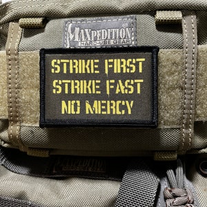 Strike First Strike Fast No Mercy Morale Patch- Hook and Loop Custom ...