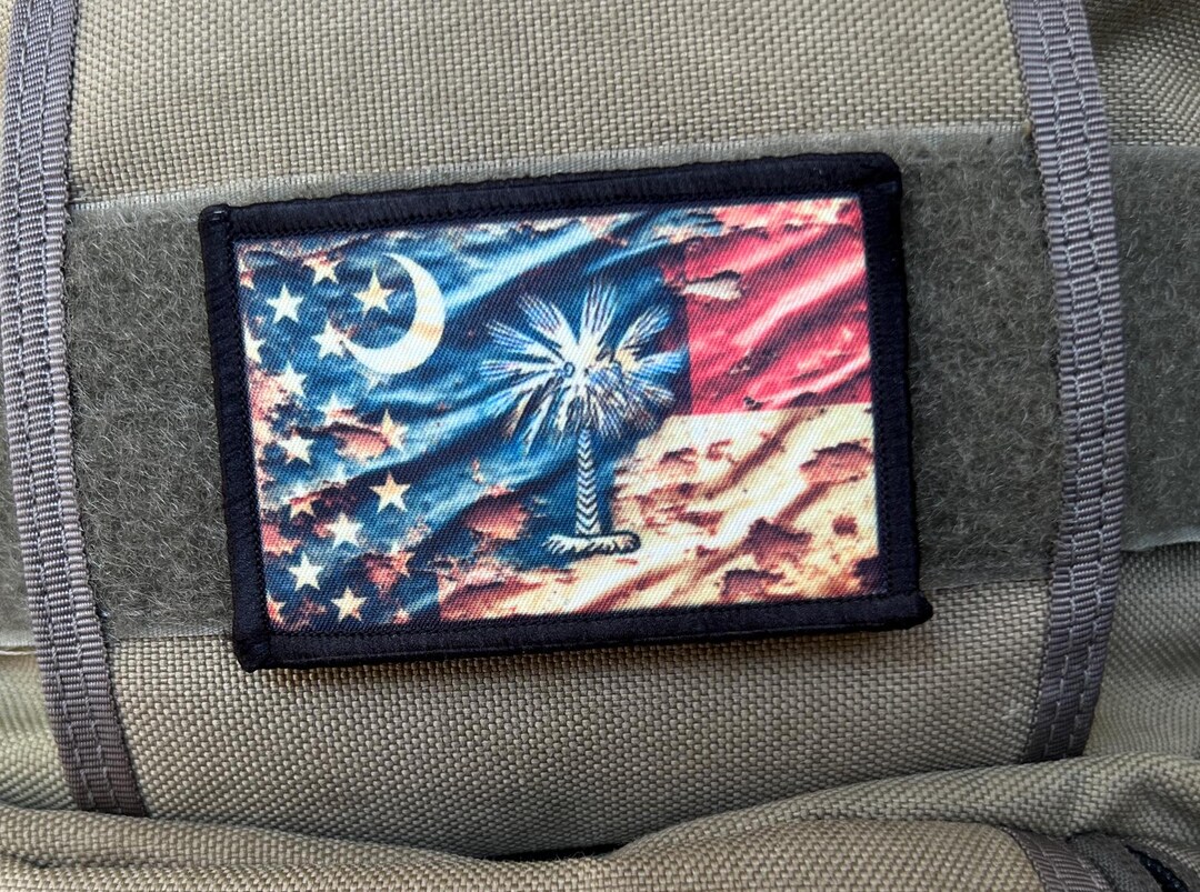 Distressed USA / South Carolina State Flag Morale Patch- Hook and Loop ...