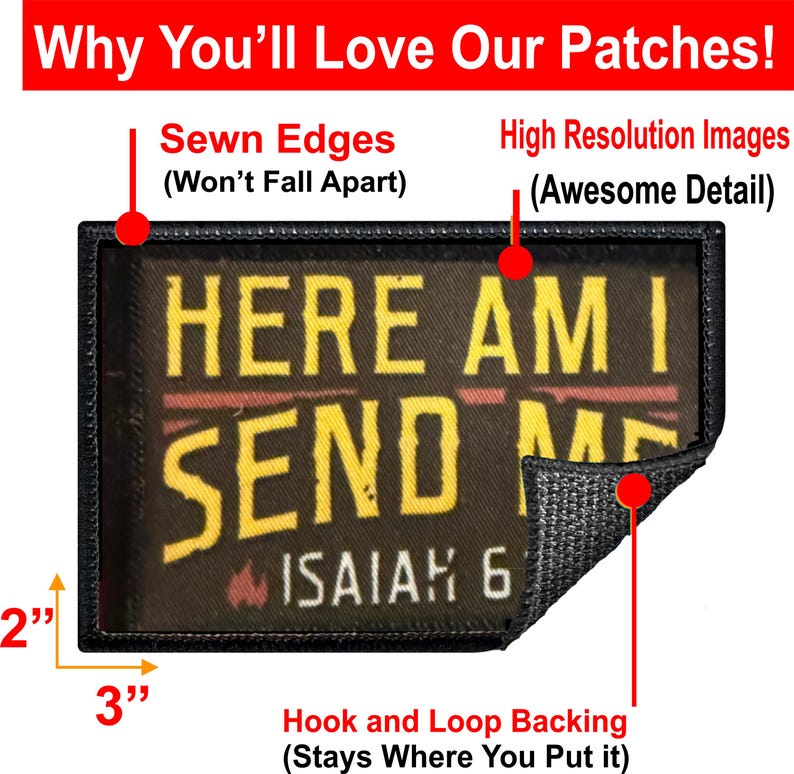 Here I Am Send Me Morale Patch | Isaiah 6:8 Christian Biblical Hook and ...