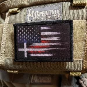 Distressed Cross/usa Flag Morale Patch- Hook and Loop Custom Patch 2x3 ...