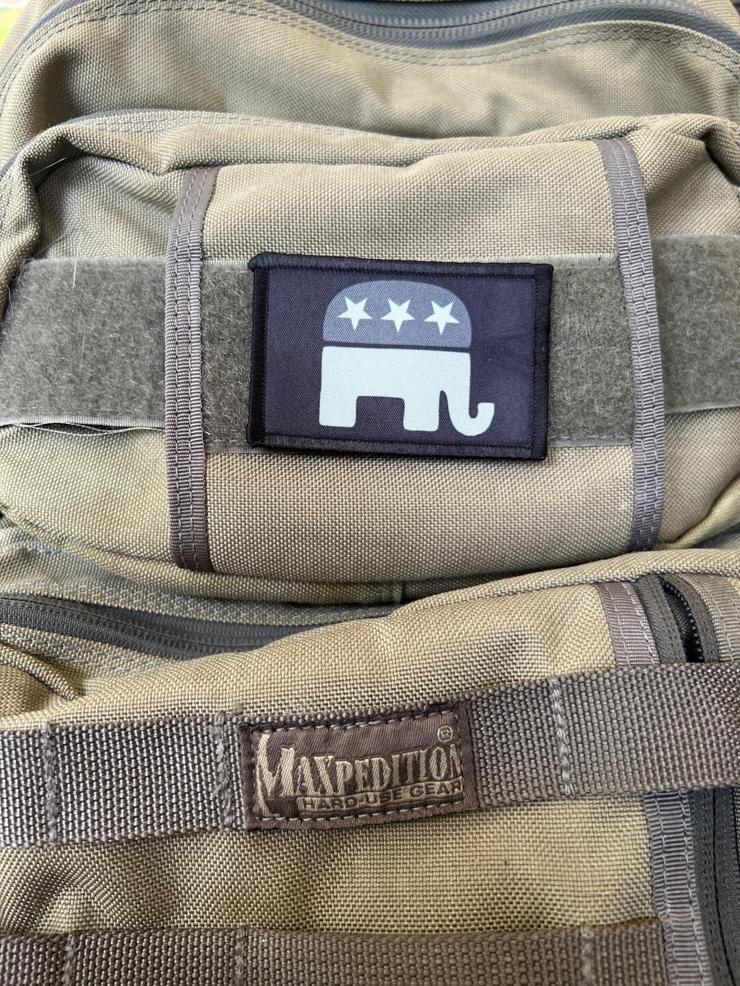 Subdued Rebublican Party Morale Patch- Hook and Loop Custom Patch 2x3 ...