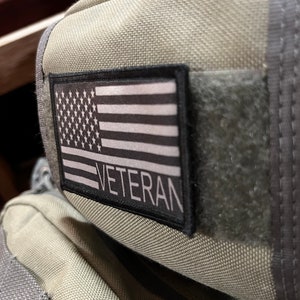 USA Flag/veteran Subdued Morale Patch- Hook and Loop Custom Patch 2x3 ...