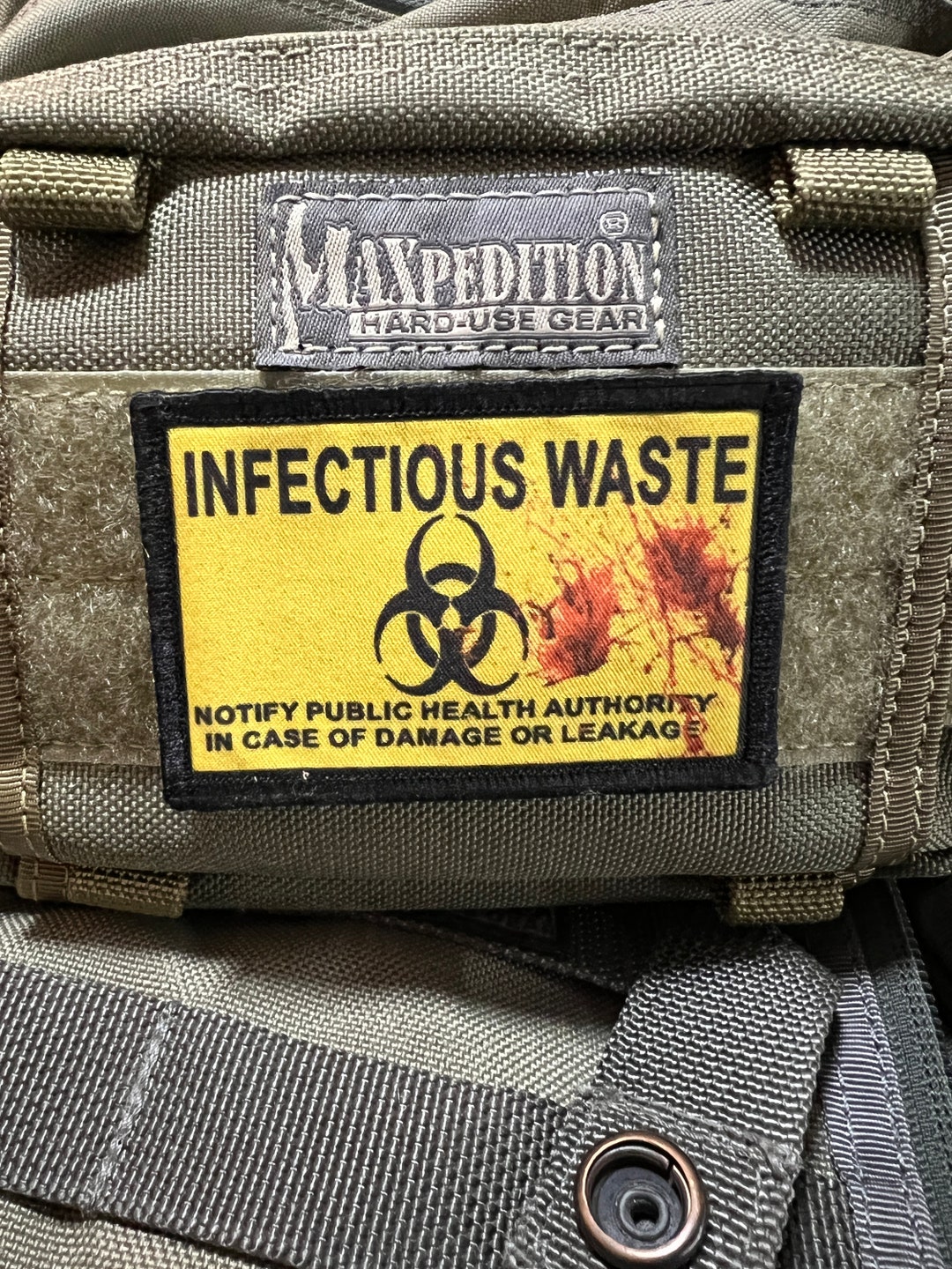 Infectious Waste Warning Morale Patch- Hook and Loop Custom Patch 2x3 ...