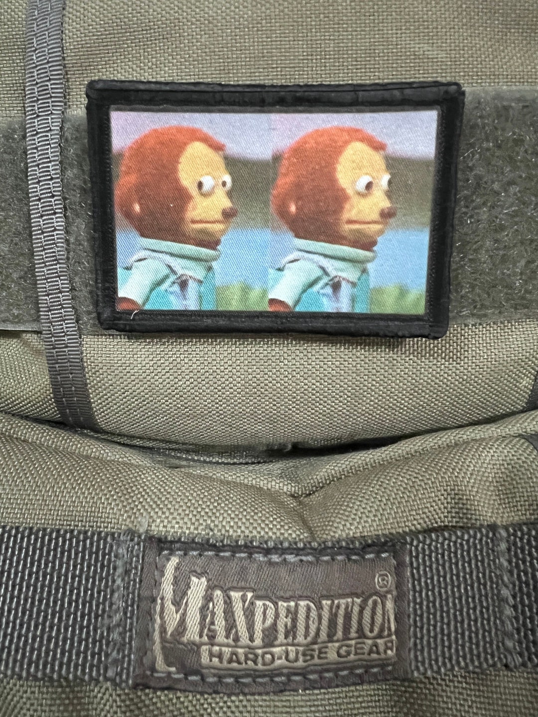 Staring Monkey Meme Funny Morale Patch- Hook and Loop Custom Patch 2x3 ...