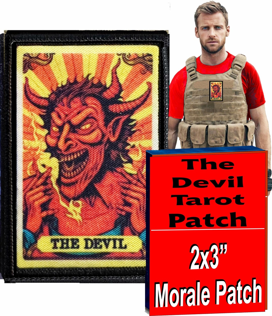 The Devil Tarot Card Morale Patch- Hook and Loop Custom Patch 2x3" Made ...