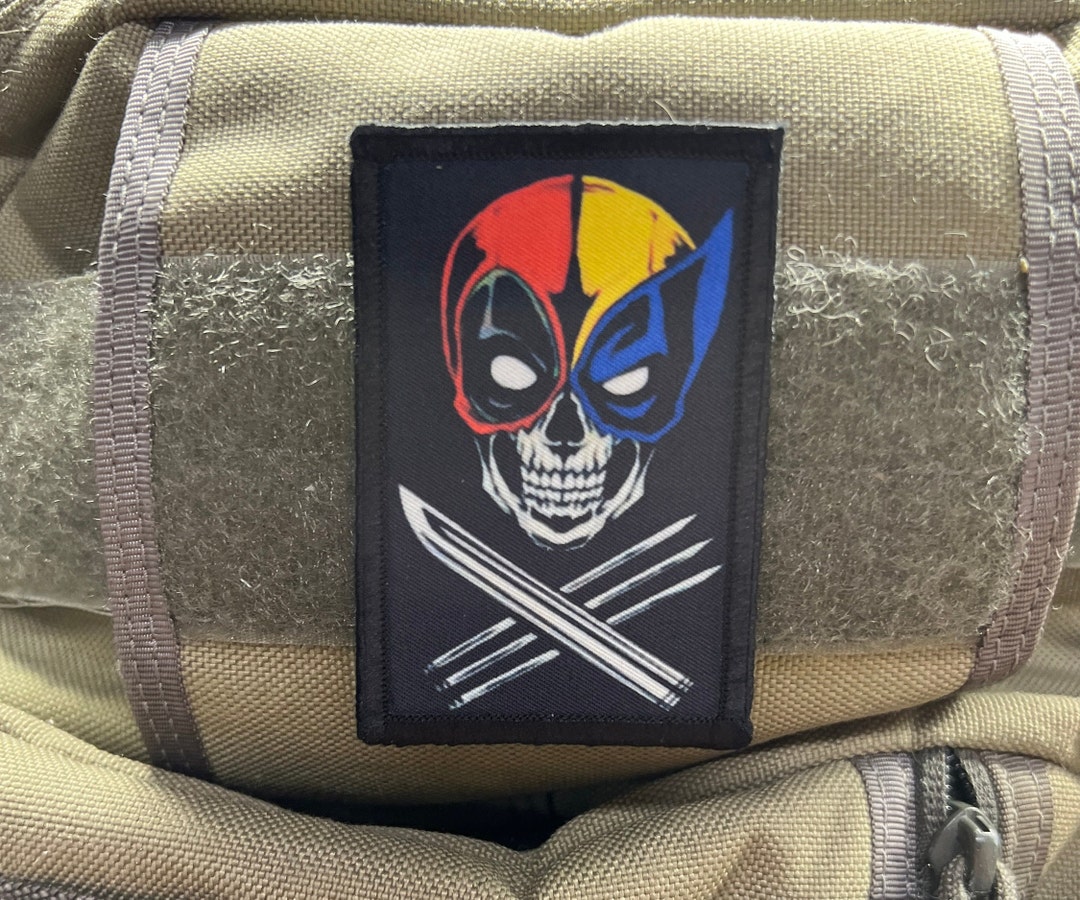 Deadpool Wolverine Pirate Flag Morale Patch Hook and Loop Custom Patch ...