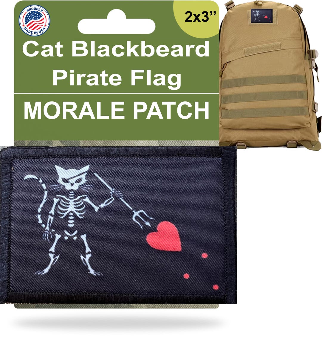 Blackbeard Cat Pirate Flag Morale Patch: Funny Tactical Gear - Etsy