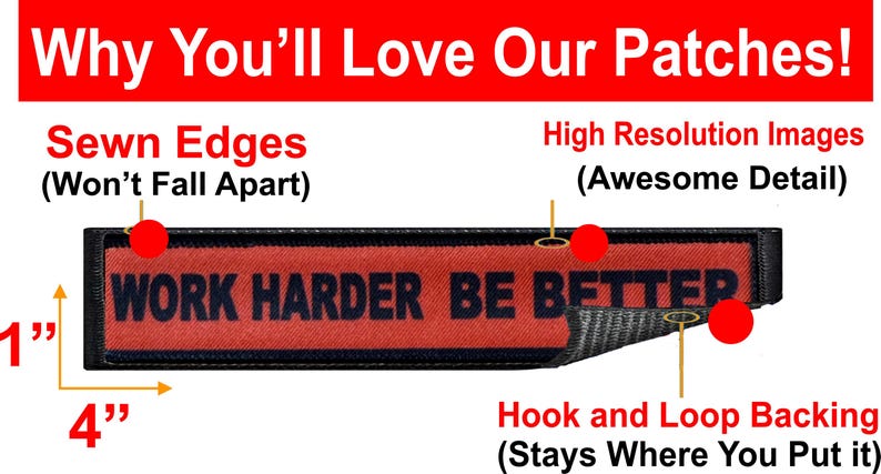 1x4 Charlie Kirk Work Harder Be Better Morale Patch | Patriotic Hook and Loop Patches for Your ...