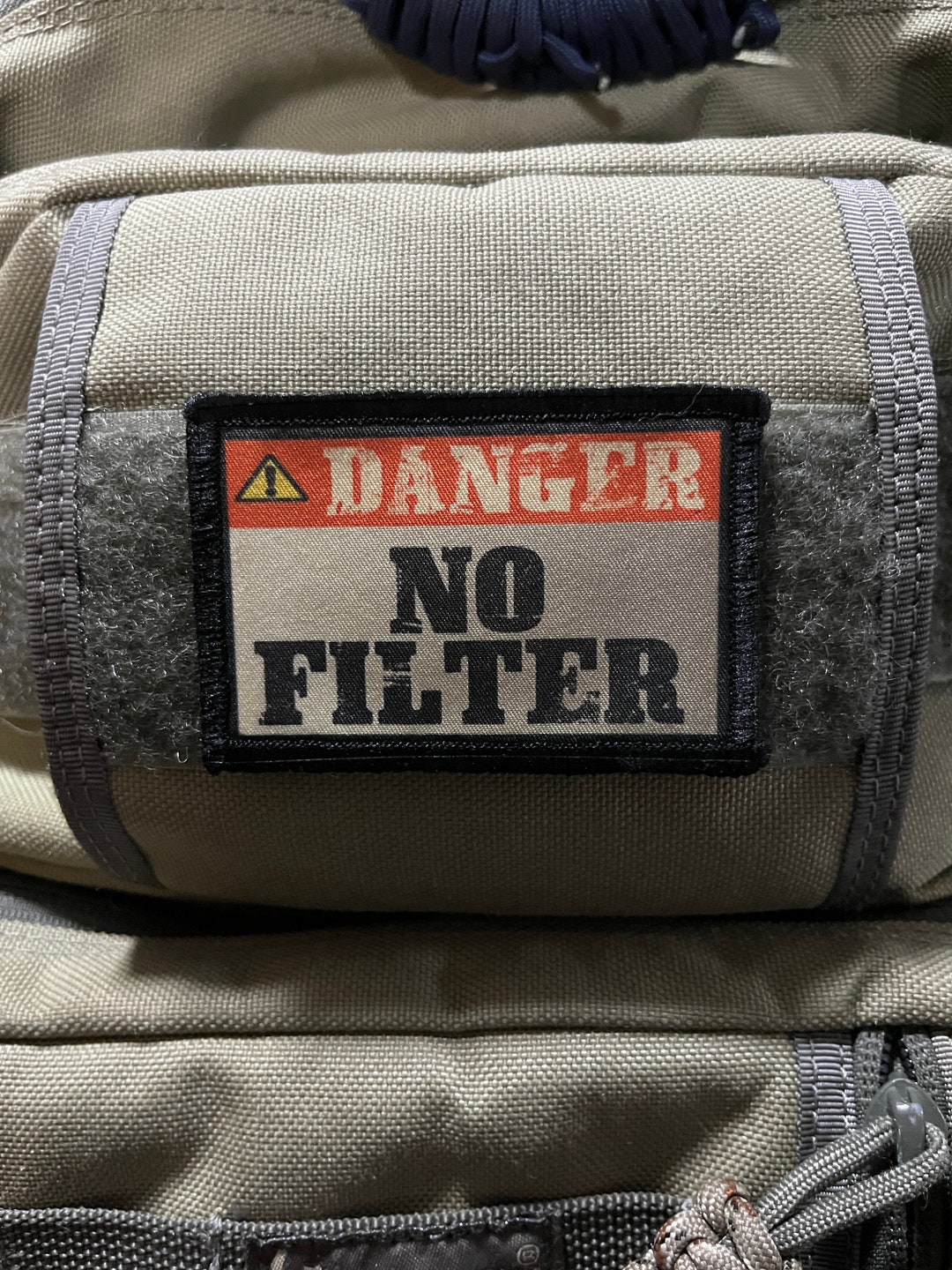 Danger No Filter Morale Patch- Hook and Loop Patch 2x3" Made in the USA ...