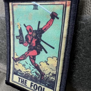 Deadpool the Fool Tarot Card Morale Patch Hook and Loop Custom Patch ...