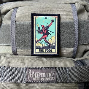 Deadpool the Fool Tarot Card Morale Patch- Hook and Loop Custom Patch ...