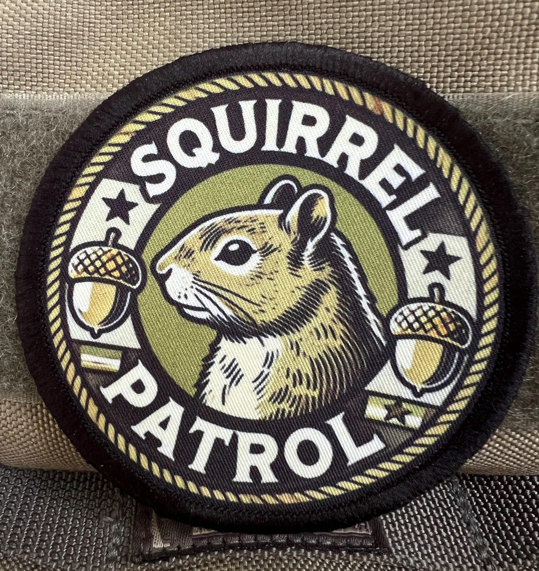 Squirrel Patrol Morale Patch- Hook and Loop Custom Patch 3" Circle Patch Made in the USA ...