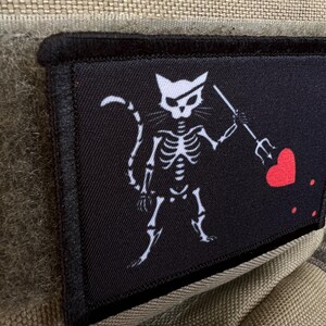 Blackbeard's Cat Pirate Flag Morale Patch Hook and Loop Patch Made in the USA Blackbeard Pirate ...