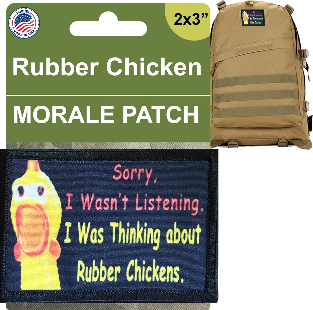 Rubber Chicken Funny Morale Patch Hook and Loop Custom Patch 2x3 Made ...