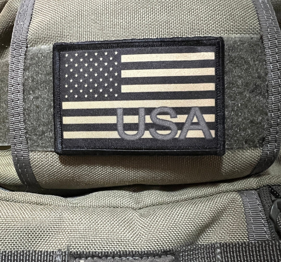 Black and Desert Tan USA American Flag Morale Patch- Hook and Loop Patch 2x3" Made in the USA ...
