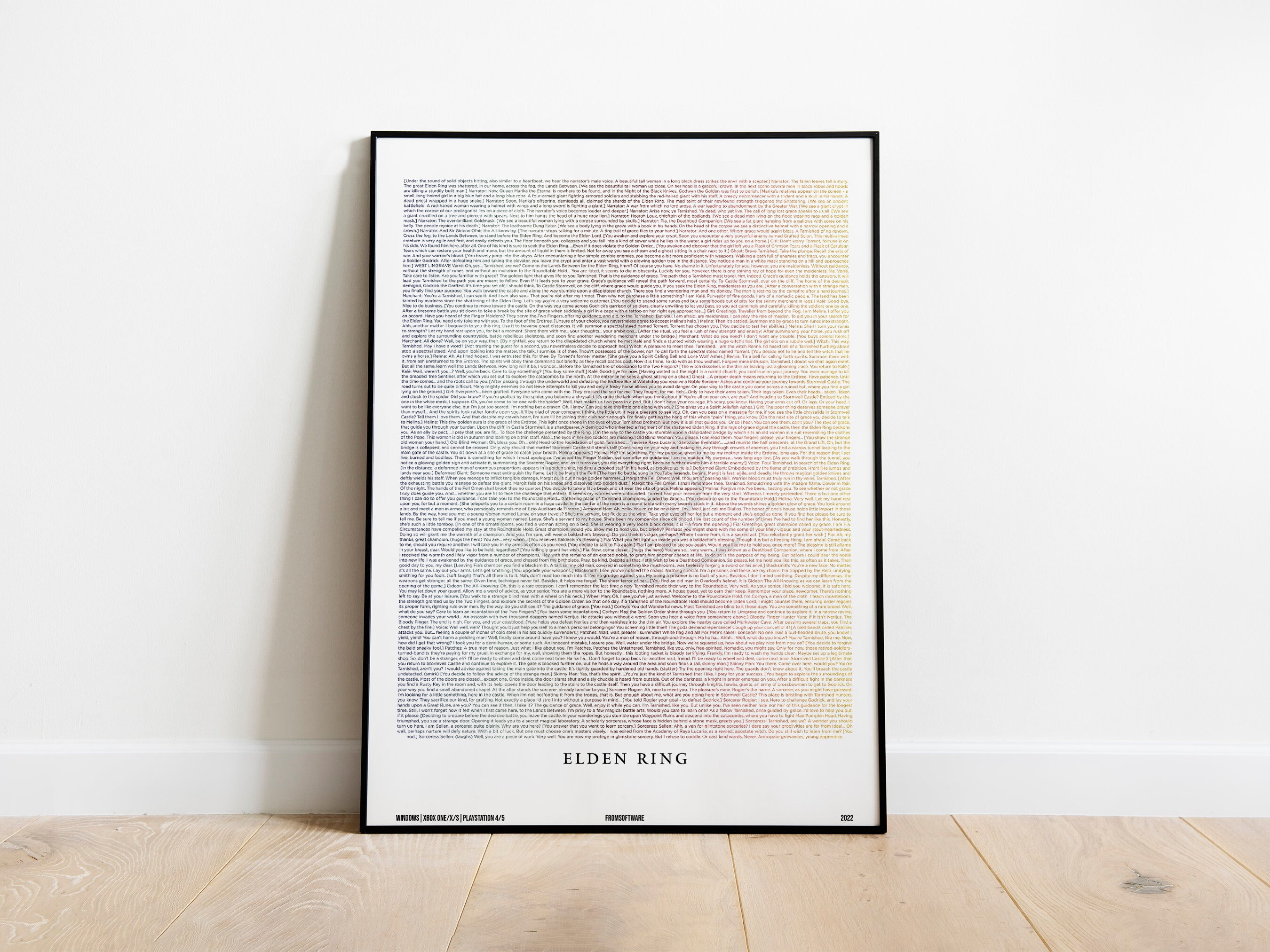 Elden Ring Video Game Script Poster Modern Video Game Art, Minimalist ...