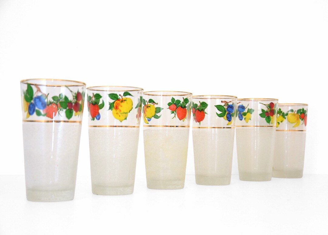 Vintage Lemonade Juice Glasses Set Van 6 Limonade Drinkglazen Fruit - Etsy