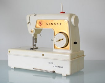 vintage singer golden panoramic children sewing machine set 70's ...